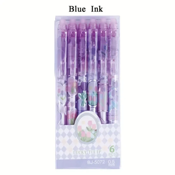 Set de 6 pixuri mov cu click radiera si cerneala termica - AnaMariaShop